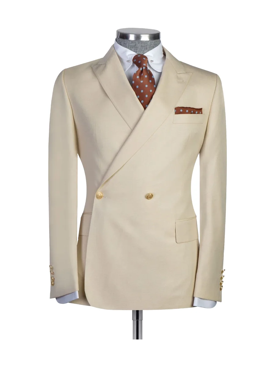 Champagne Double Breasted Peak Lapel Suit – zarayee