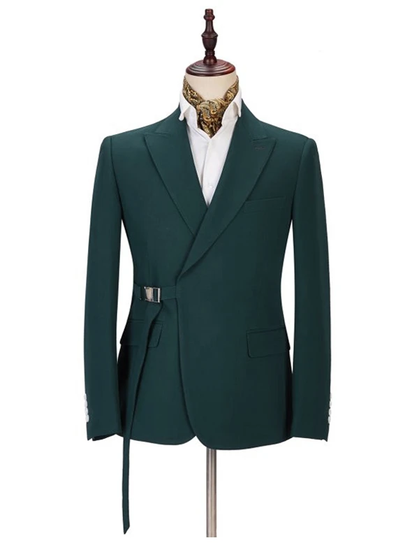 Classy Dark Green Peaked Lapel Bespoke Men Suits – zarayee