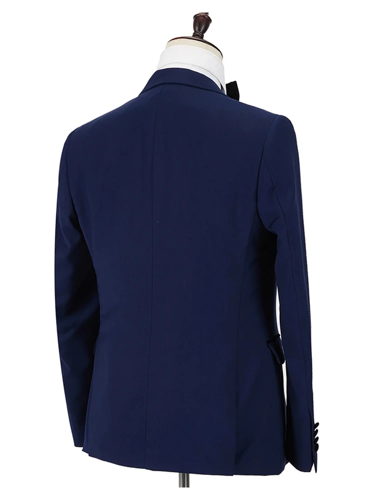 Dark Blue Peak Lapel Velvet Lapel Formal Suit – zarayee