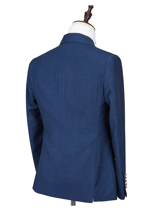 Dark Blue Peaked Lapel Double Breasted Formal Men Suits – zarayee